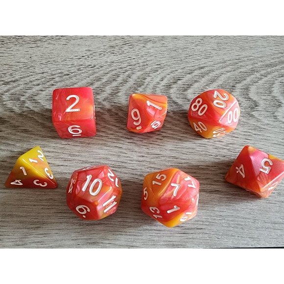 Unbranded | Games | Double Colour Red D2 Dice 7set Red Orange Phoenix ...
